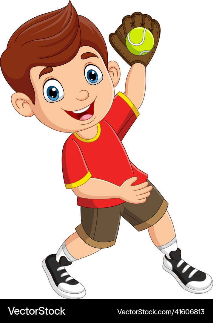 Cartoon little boy playing a baseball Royalty Free Vector
