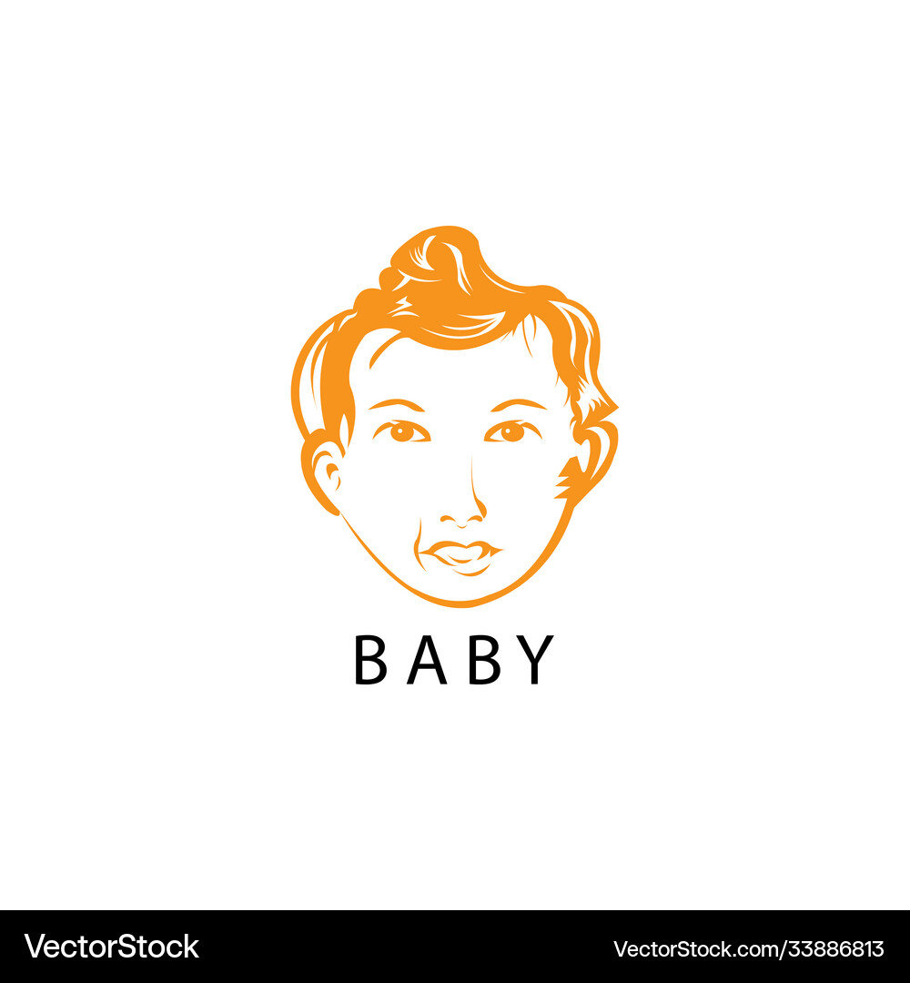 Creative baby logo outline with color design Vector Image
