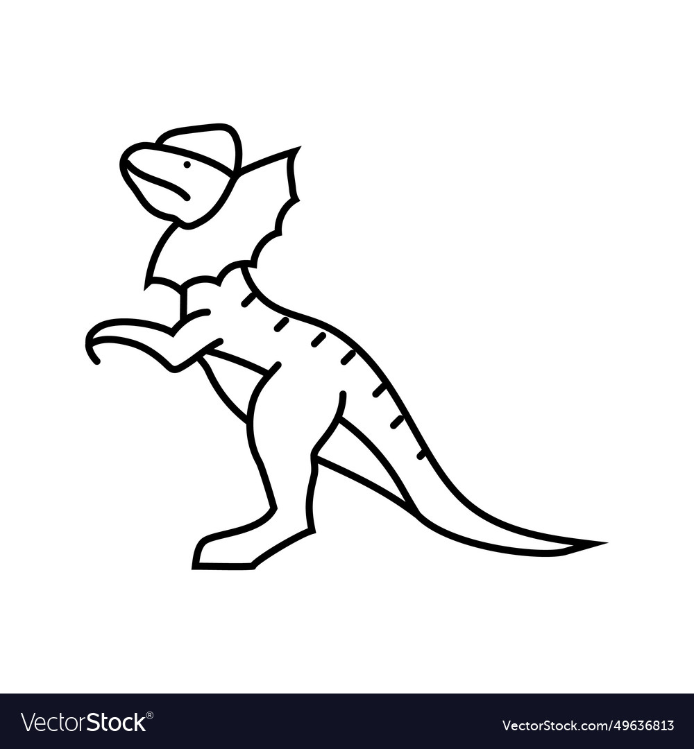 Dilophosaurus dinosaur animal line icon Royalty Free Vector