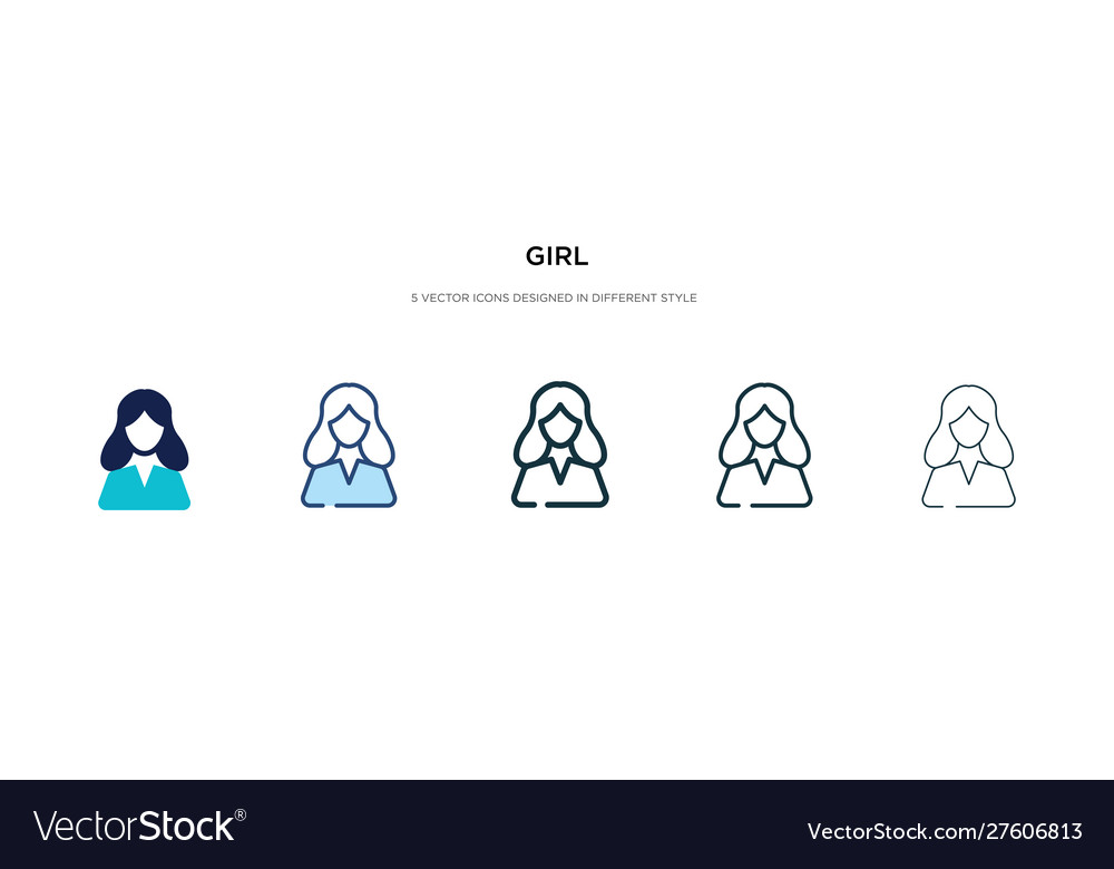 Girl icon in different style two colored Vector Image