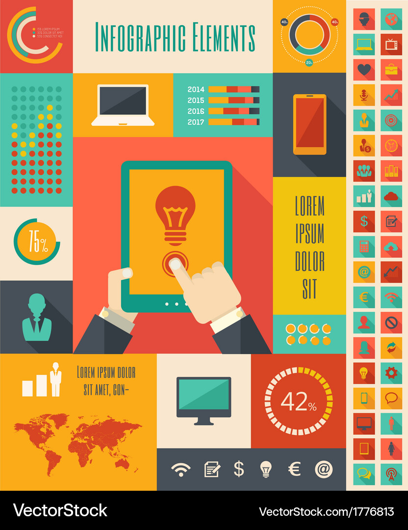 IT Industry Icons & Elements Royalty Free Vector Image