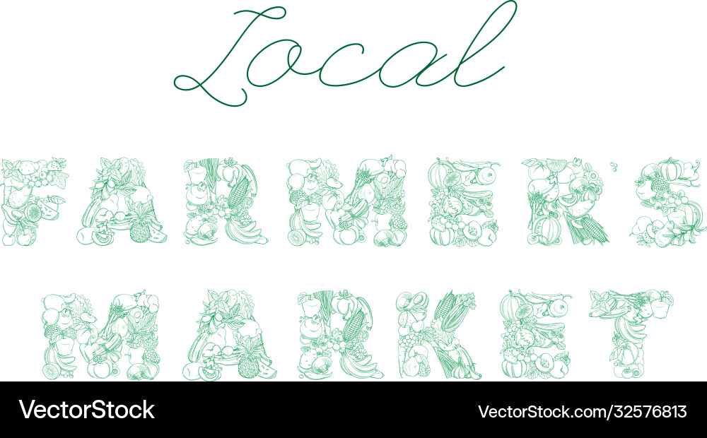Lettering local farmers market pattern logo Vector Image