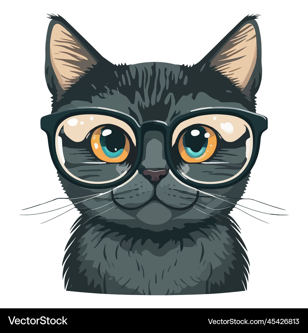 Little smart cat in eyeglasses Royalty Free Vector Image