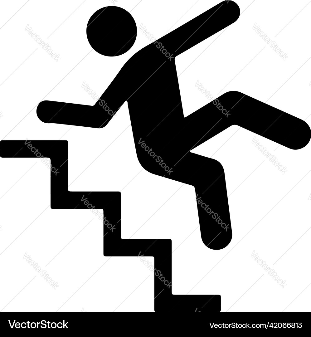 Man falling down the stairs pictogram on white Vector Image