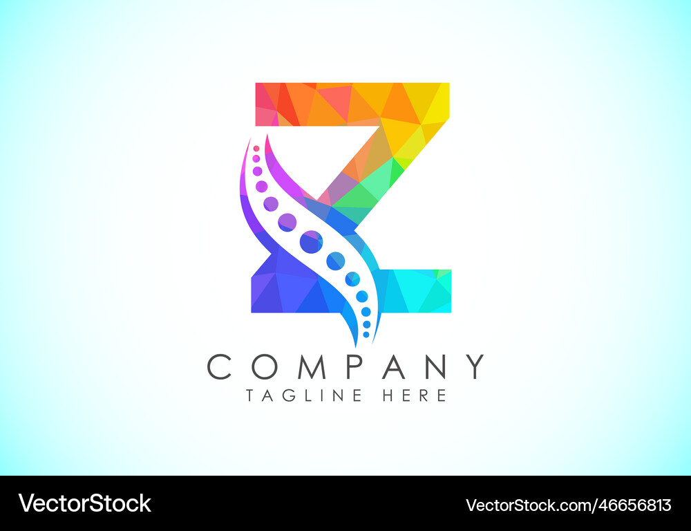 Polygonal z alphabet with chiropractic spine logo Vector Image