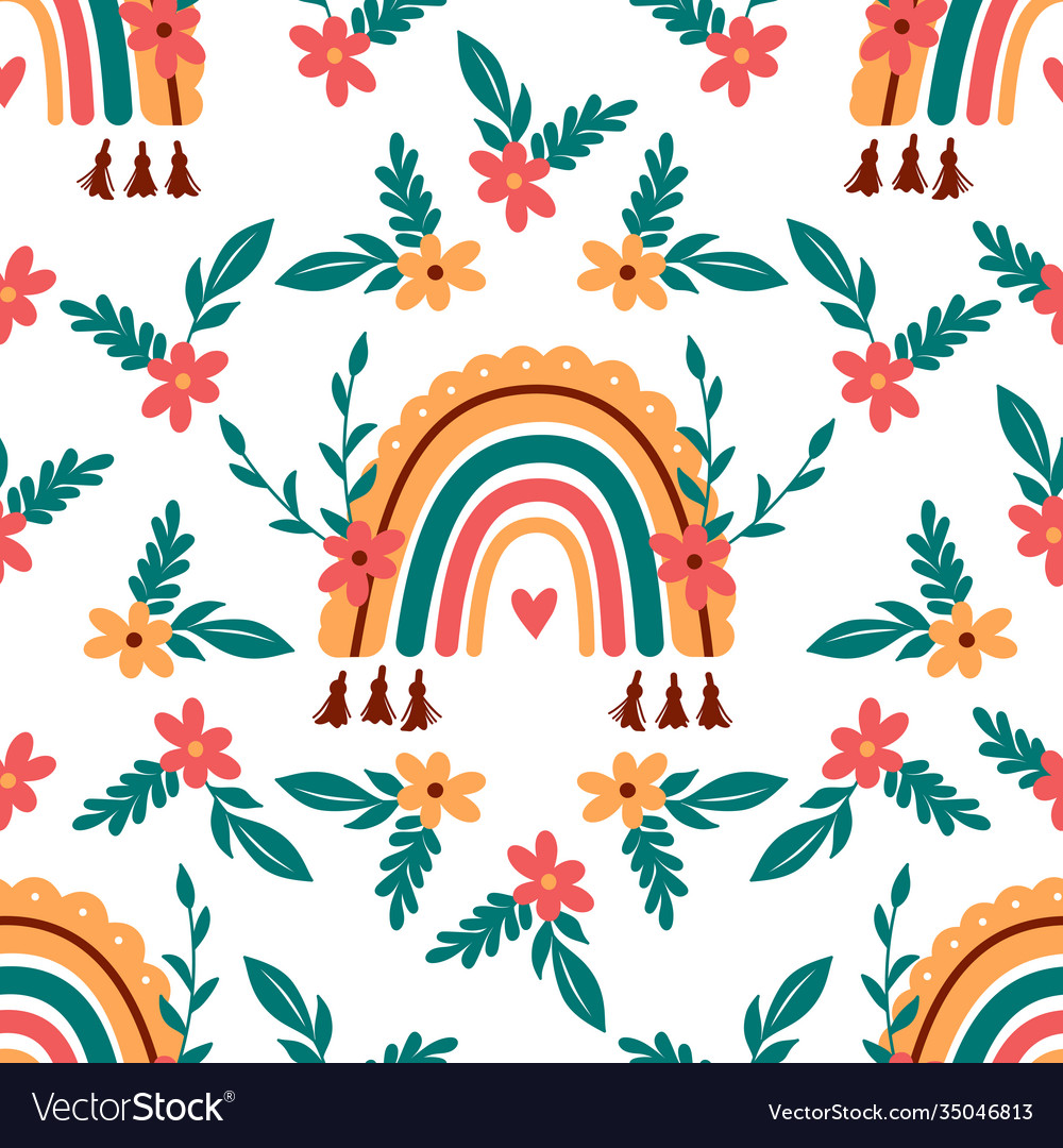 Rainbow pattern abstract boho rainbow Royalty Free Vector