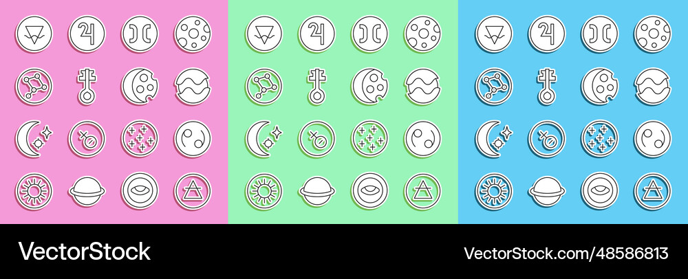 Set line air element cancer zodiac planet Vector Image