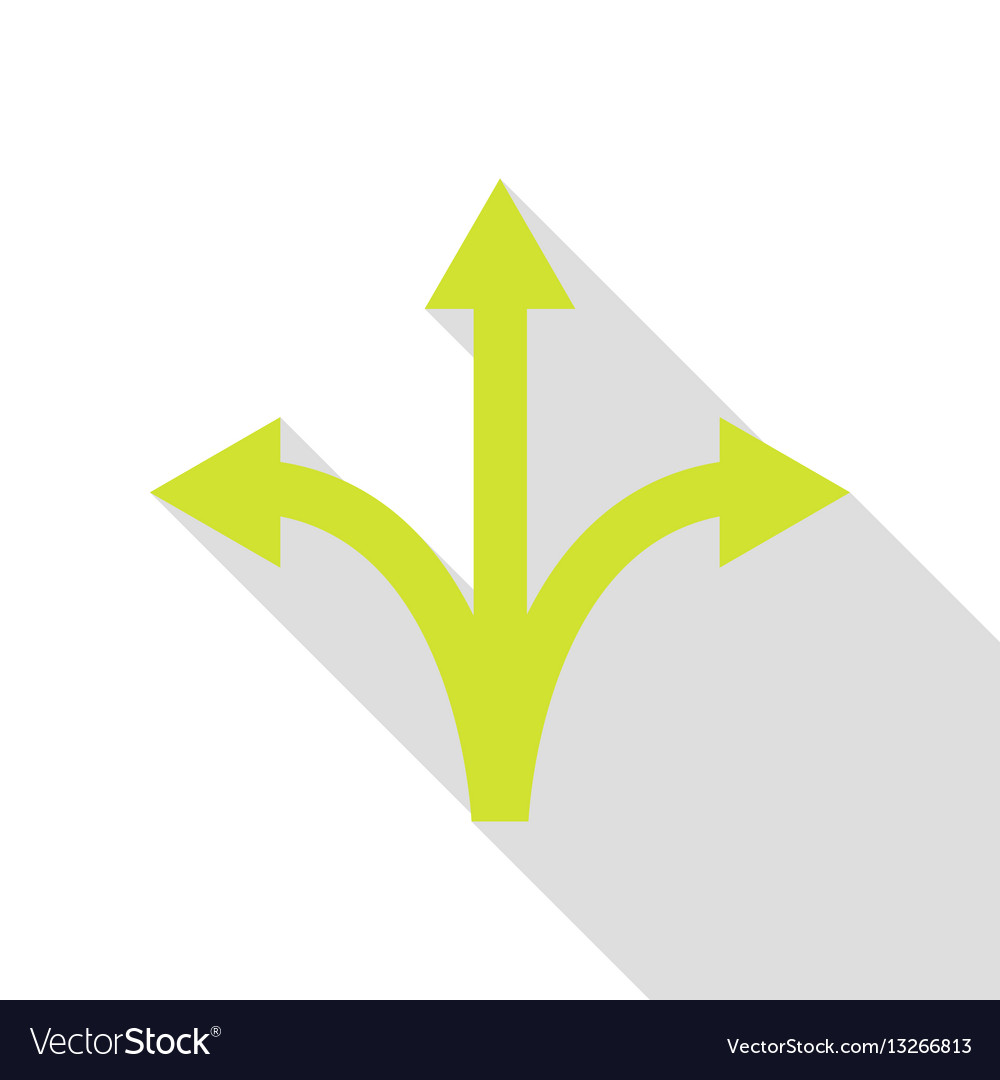 Three-way direction arrow sign pear icon Vector Image