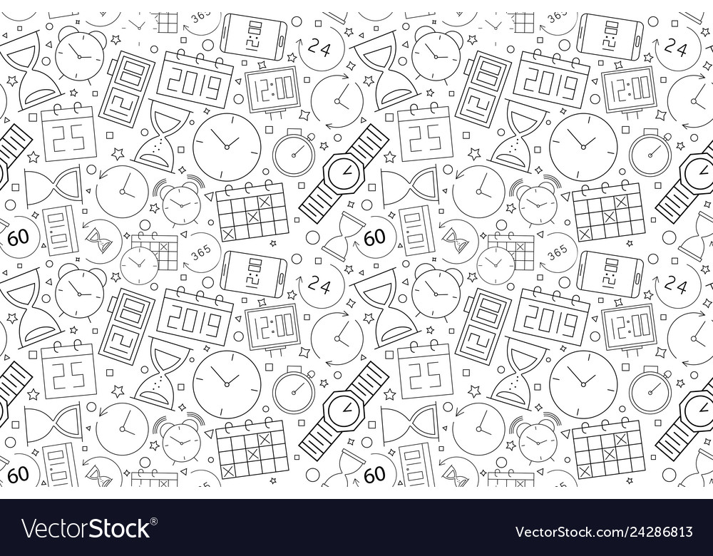 Time pattern seamless background Royalty Free Vector Image
