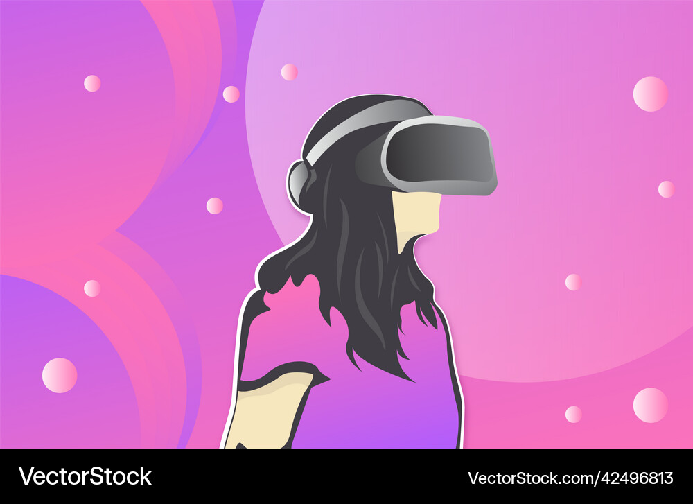 Young woman portrait drawn flat design metaverse Vector Image