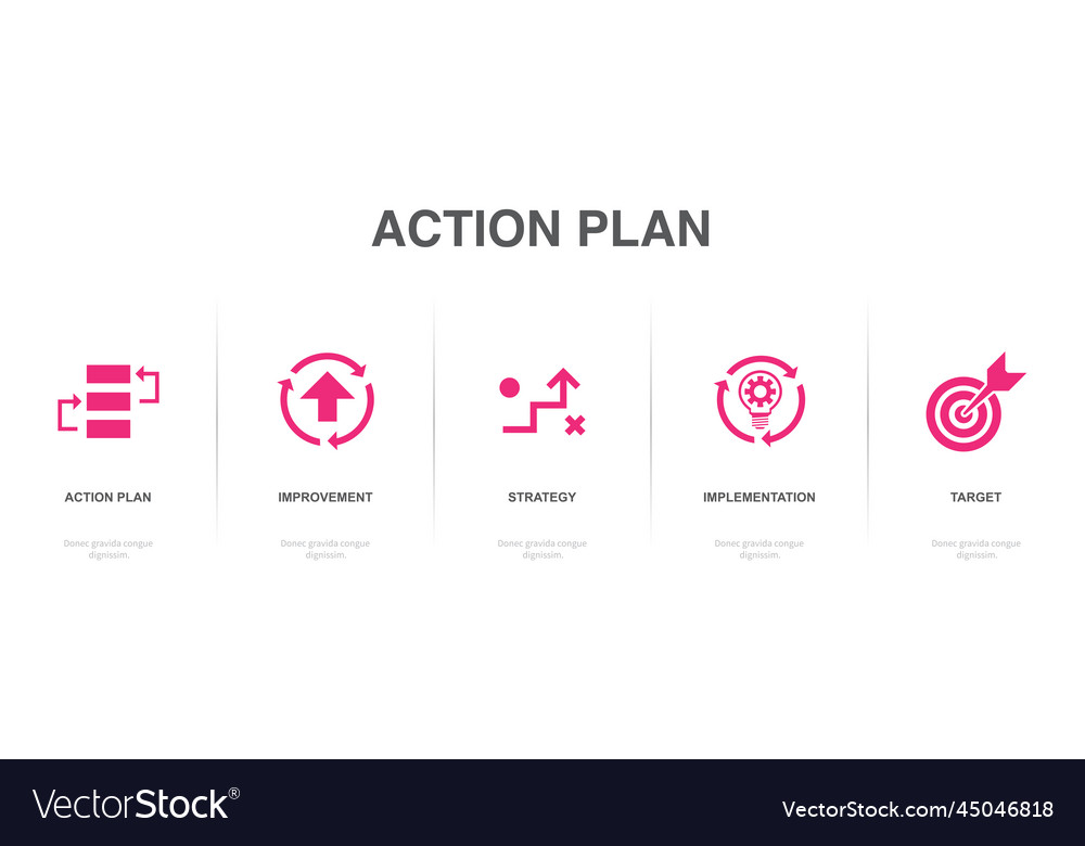 Action plan improvement strategy implementation Vector Image