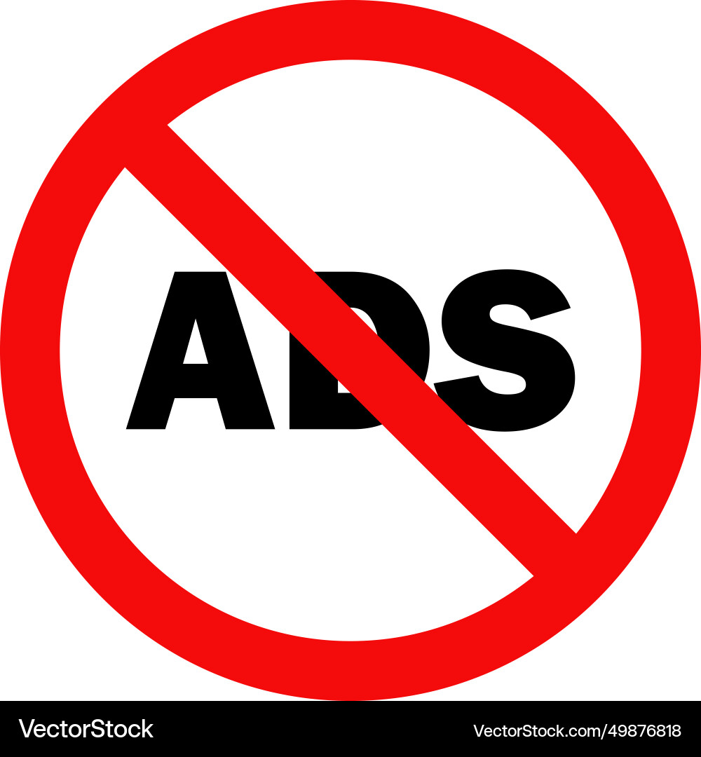 Ad blocker icon no ads sign Royalty Free Vector Image