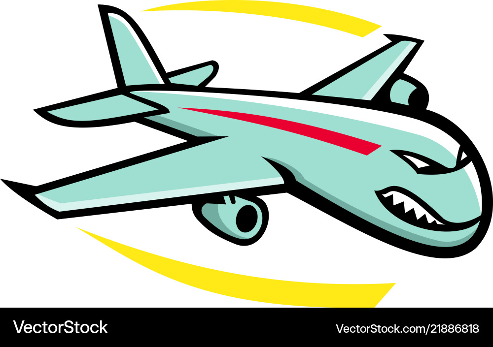 Angry jumbo jet plane mascot Royalty Free Vector Image