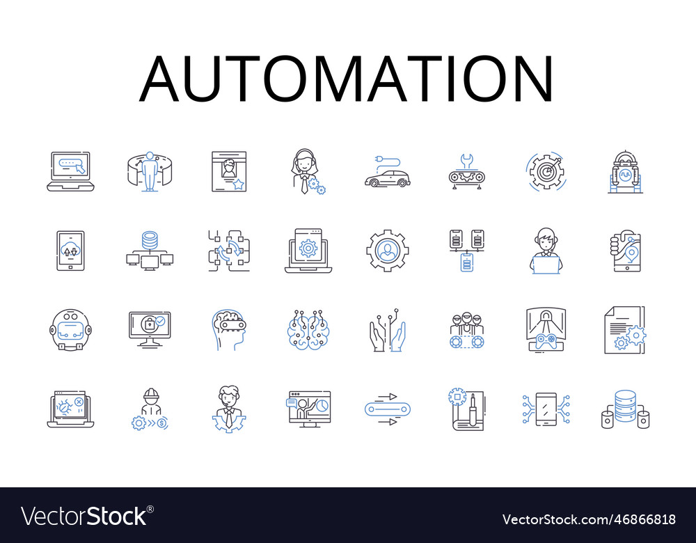 Automation line icons collection mechanization Vector Image Automation line icons collection mechanization Vector Image
