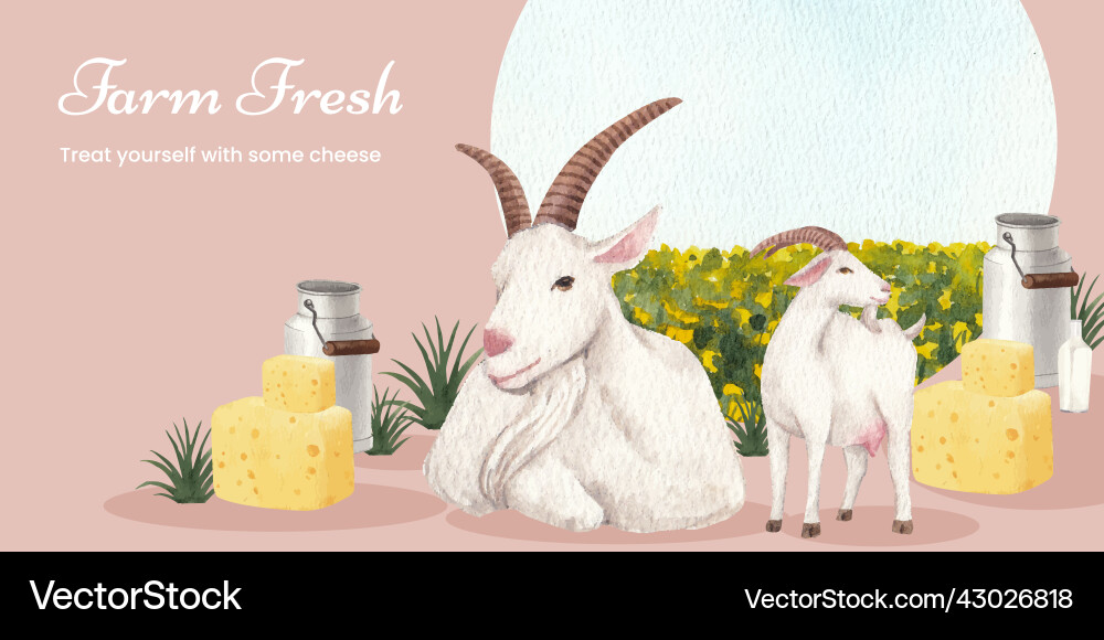 Blog header template with goat milk and cheese Vector Image