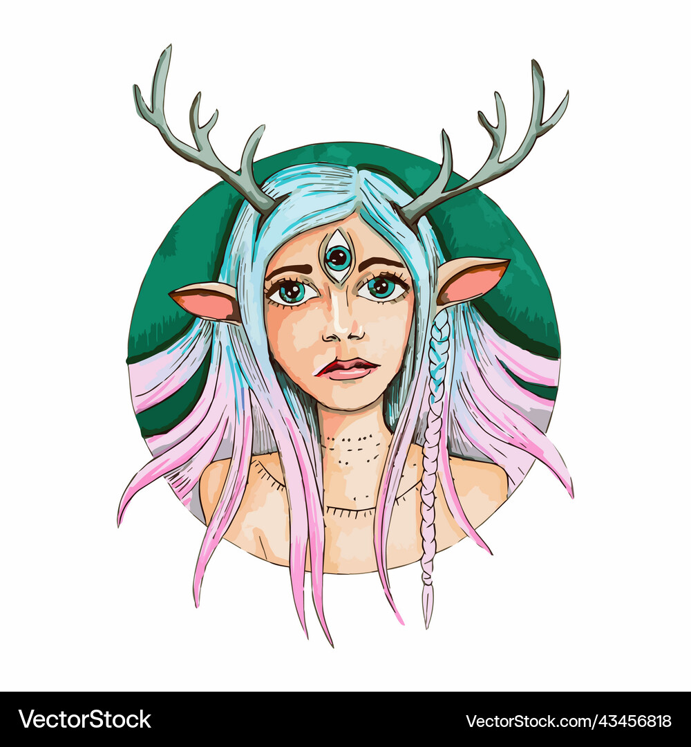 Chimera witch elf fantastic character Royalty Free Vector