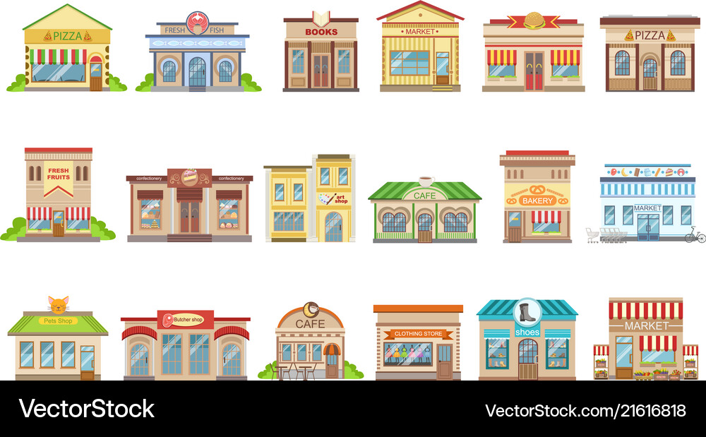 Commercial Building Stickers Royalty Free Vector Image