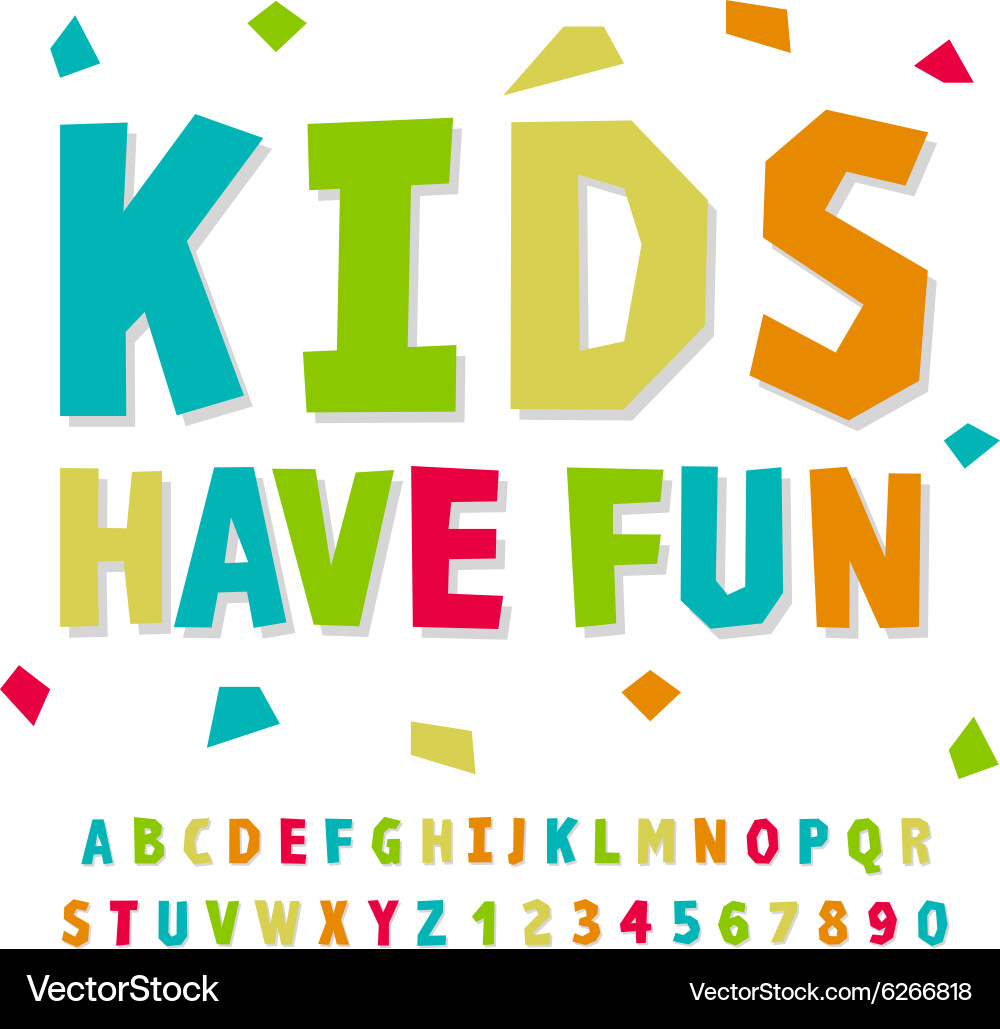 Creative kids funny alphabet and numbers Vector Image