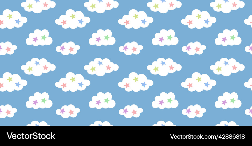Cute clouds background with colorful stars Vector Image