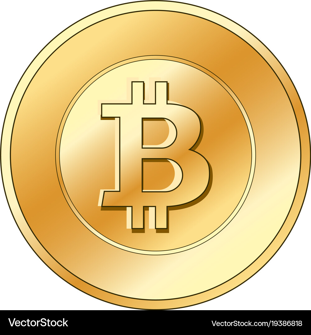 Gold coin with a bitcoin sign Royalty Free Vector Image