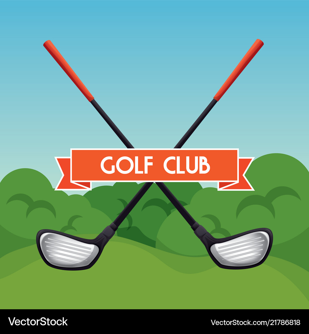 Golf sport club with sticks Royalty Free Vector Image