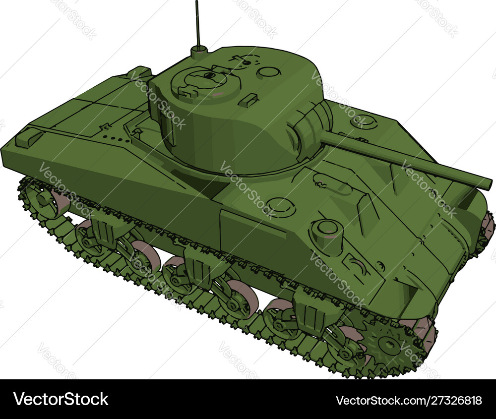 Green military tank on white background Royalty Free Vector