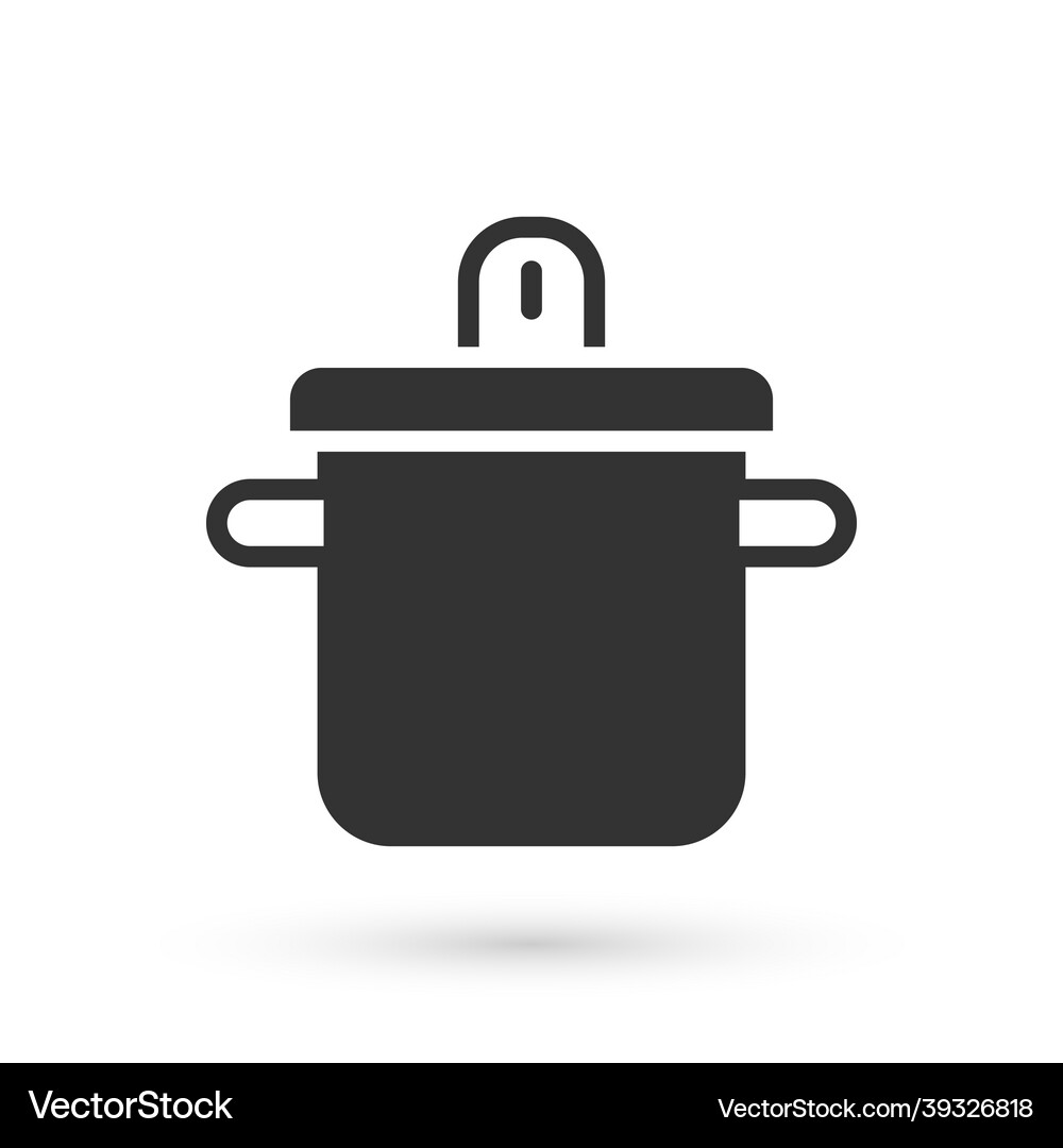 Grey cooking pot icon isolated on white background