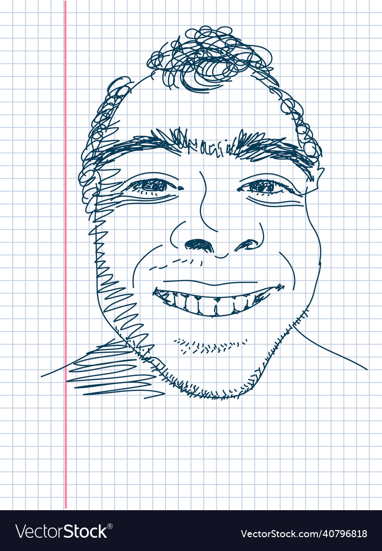 Hand drawn smiling man Royalty Free Vector Image