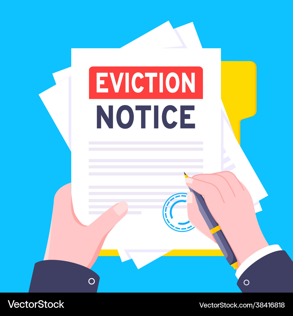 Hand holds eviction notice legal document Vector Image