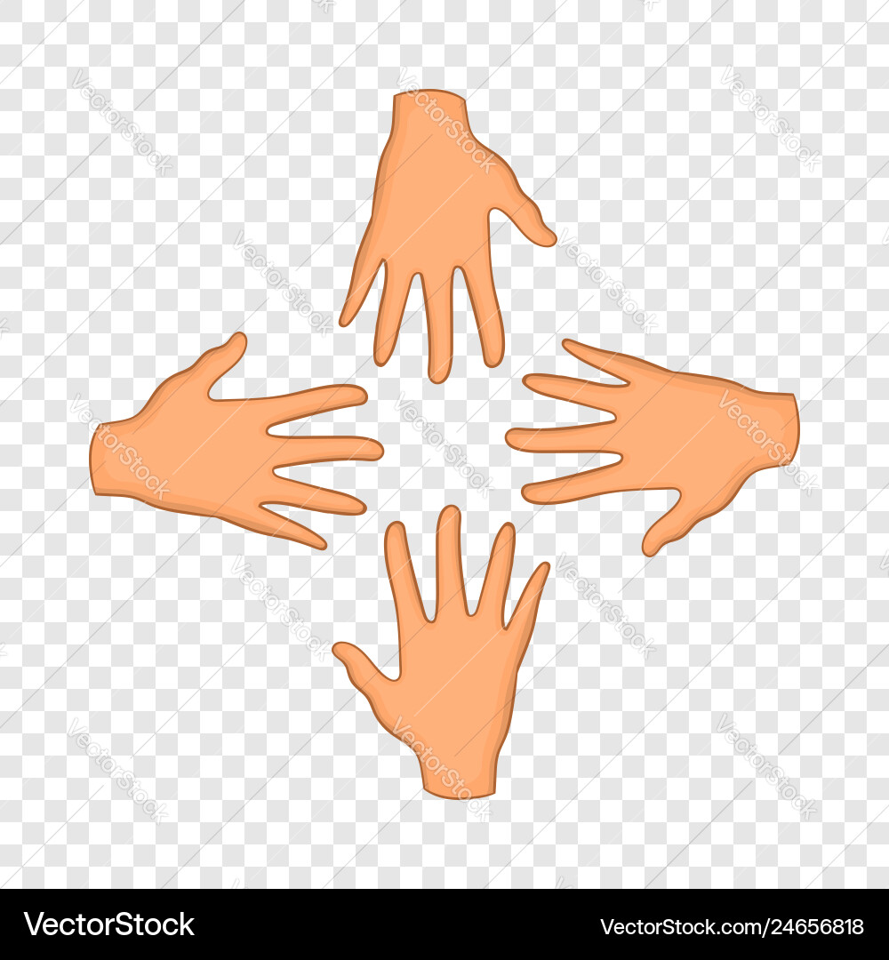 Hands four people icon cartoon style Royalty Free Vector