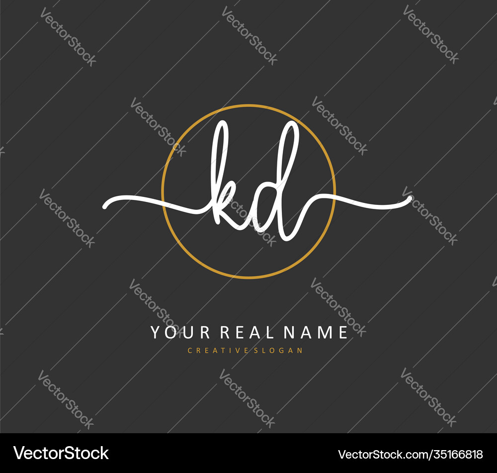 Kd initial letter handwriting and signature logo Vector Image