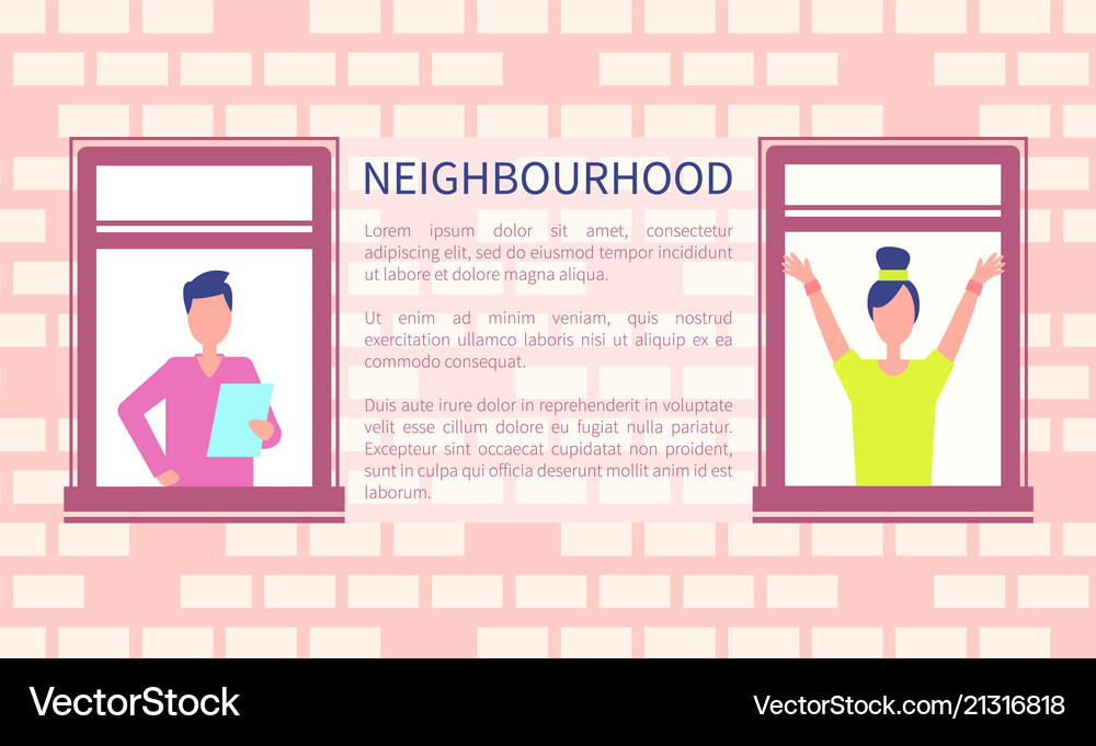 Neighbourhood poster copy space text brick wall Vector Image
