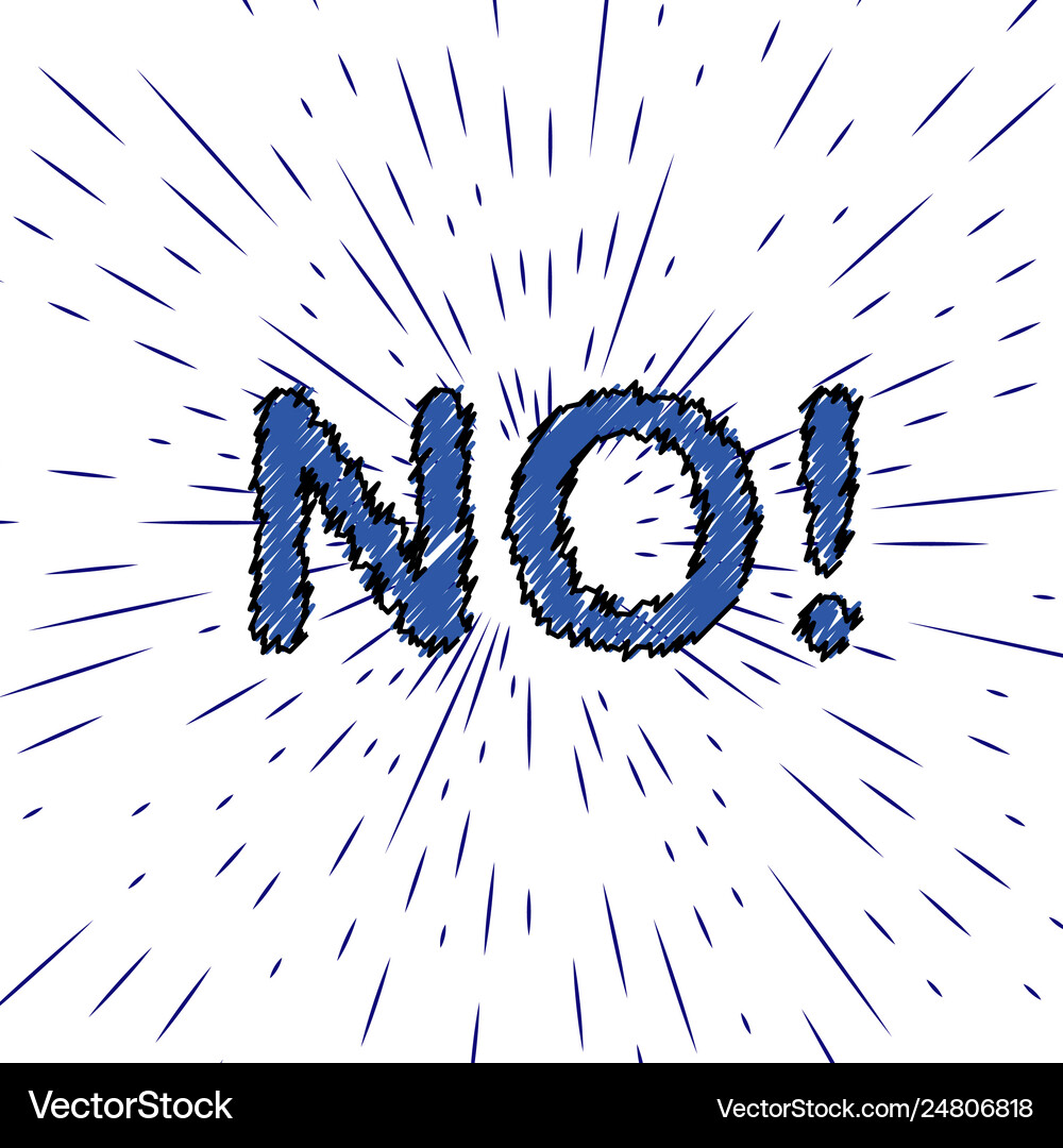 No sign in textured ragged rays hand drawn style Vector Image