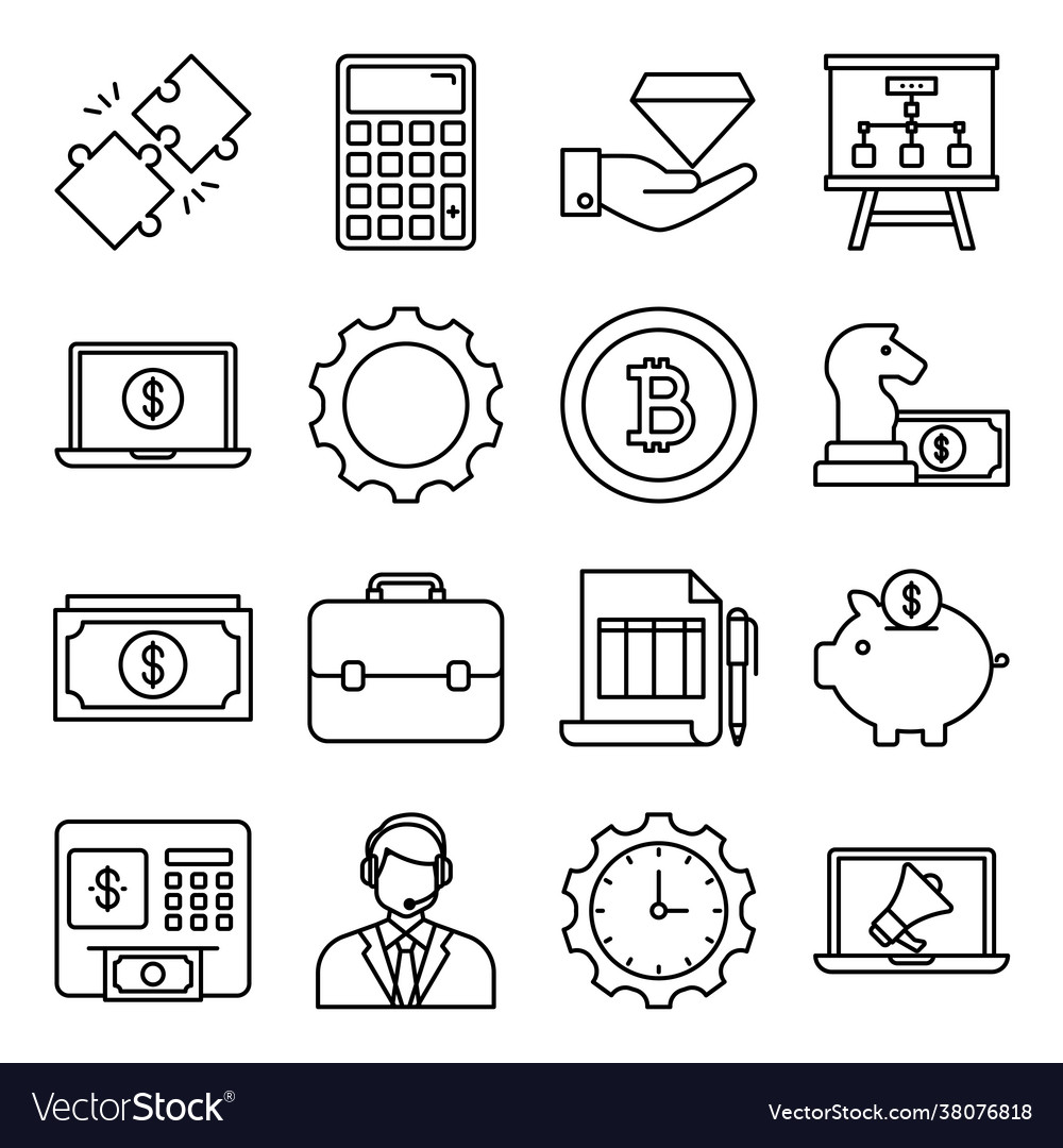 Pack financial linear icons Royalty Free Vector Image