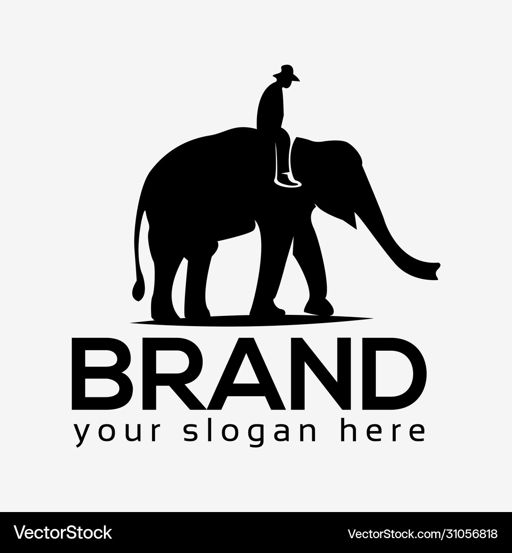 People rides on elephant logo Royalty Free Vector Image