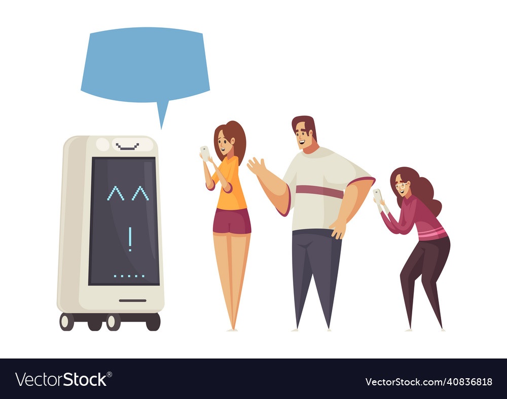 Robot guide excursion composition Royalty Free Vector Image