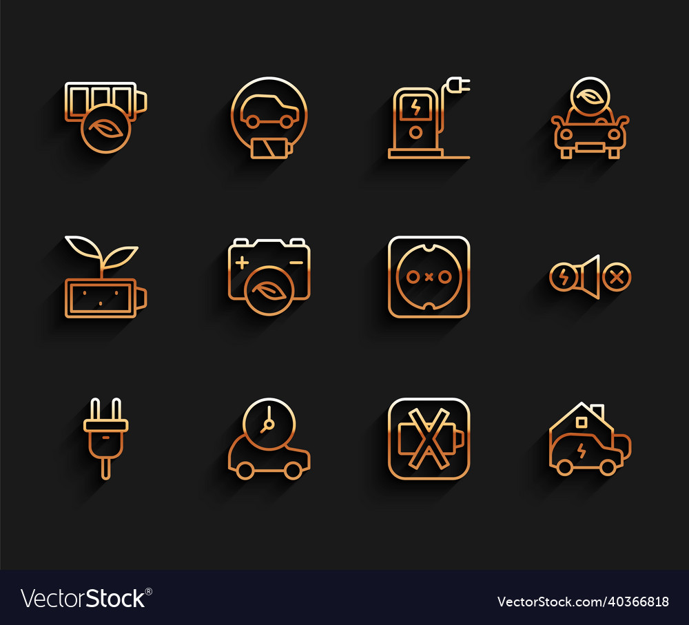 Set line electric plug car eco nature leaf Vector Image Set line electric plug car eco nature leaf Vector Image