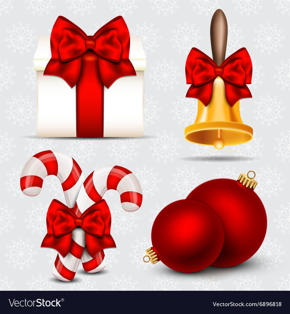 Set of realistic christmas objects Royalty Free Vector Image