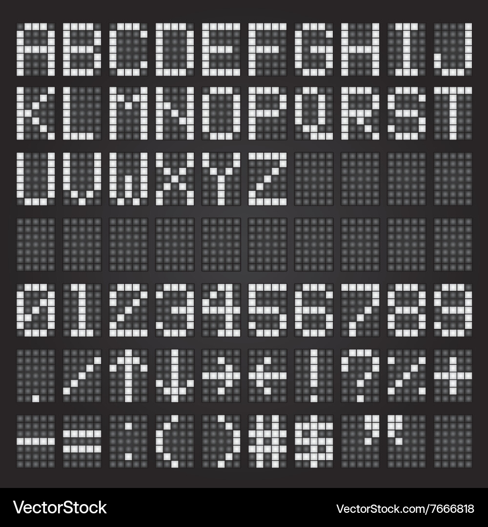 Set of white letters on a mechanical timetable Vector Image