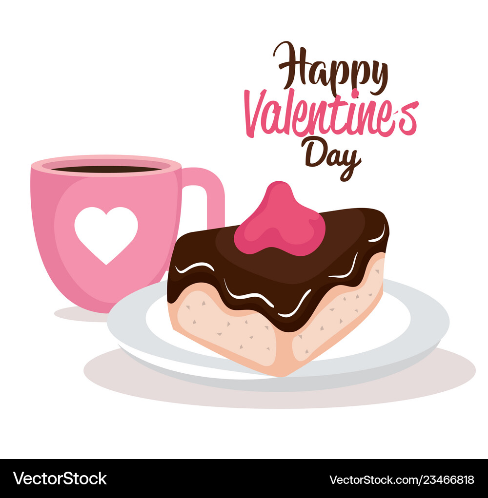 Sweet cake portion with hearts love Royalty Free Vector