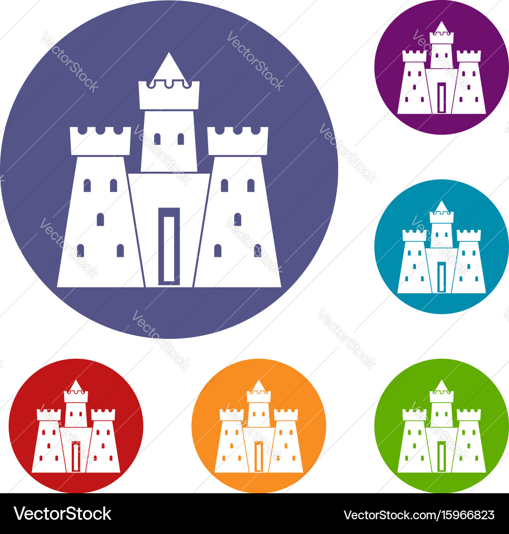 Ancient castle palace icons set Royalty Free Vector Image