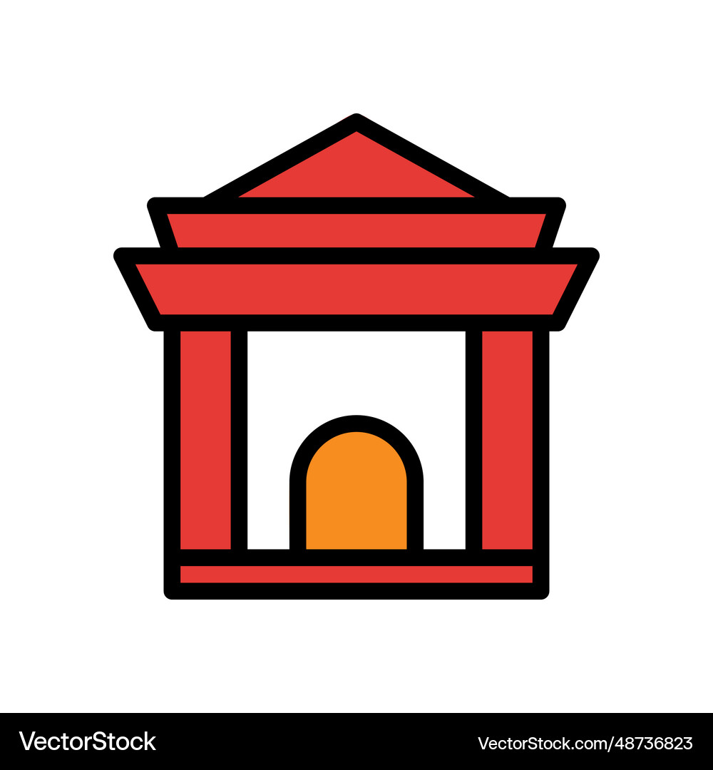 Arch icon colored outline red orange colour Vector Image