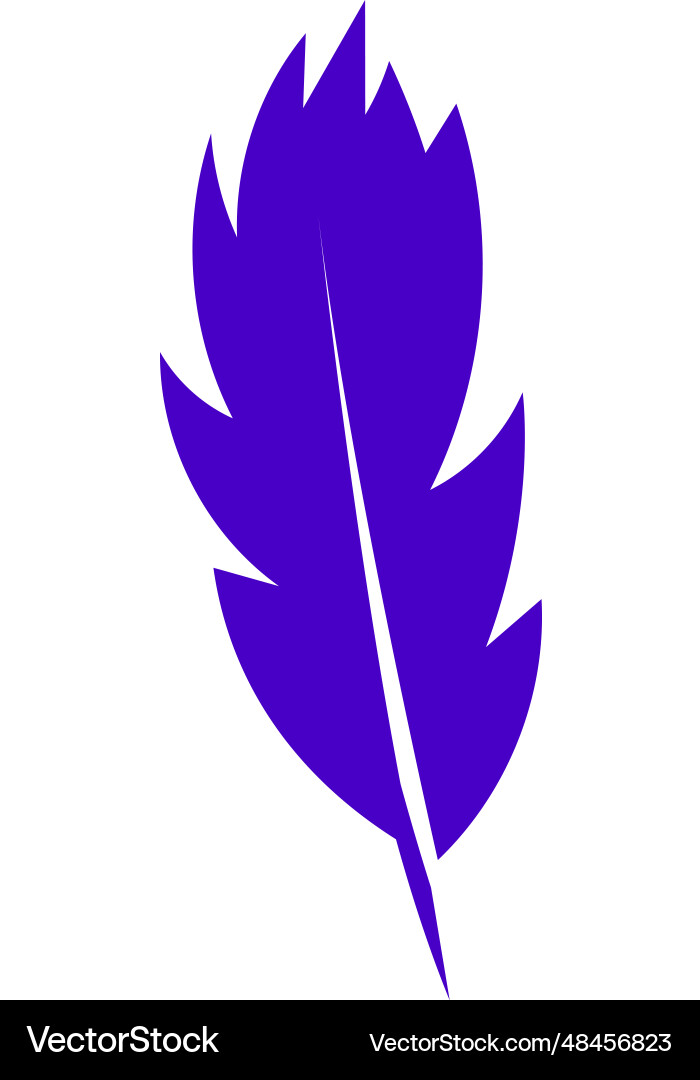 Bird feather icon blue silhouette quill logo Vector Image