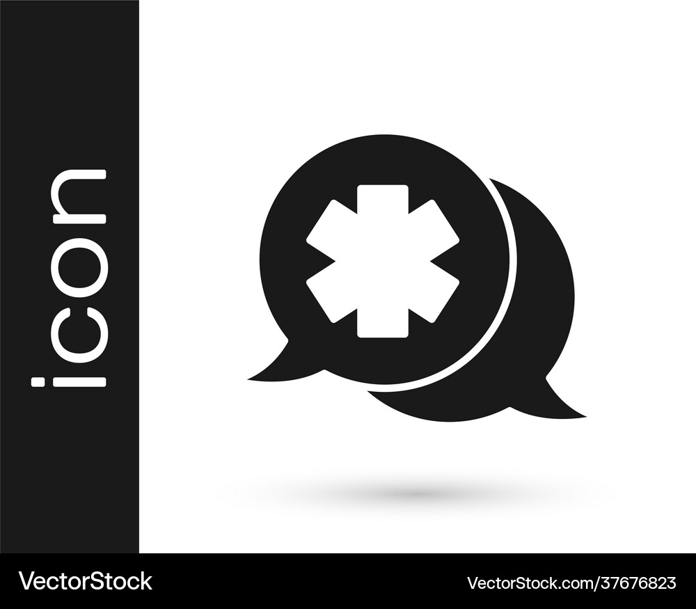 Black dialogue with doctor icon isolated Vector Image
