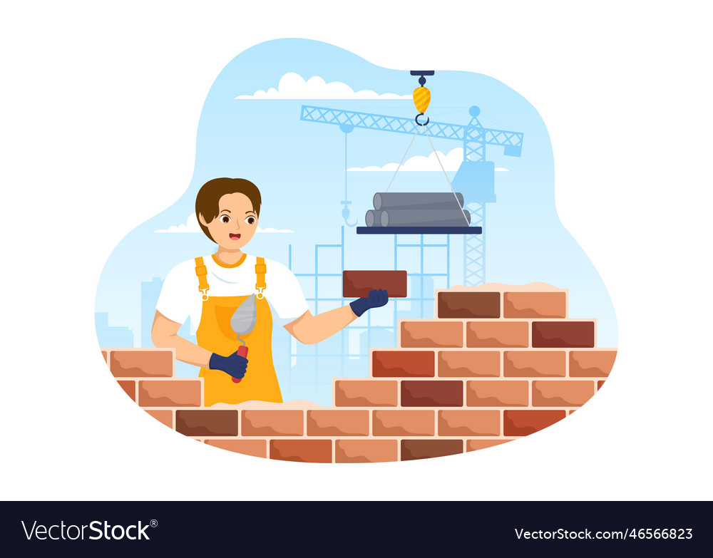 Bricklayer worker with people construction Vector Image Bricklayer worker with people construction Vector Image