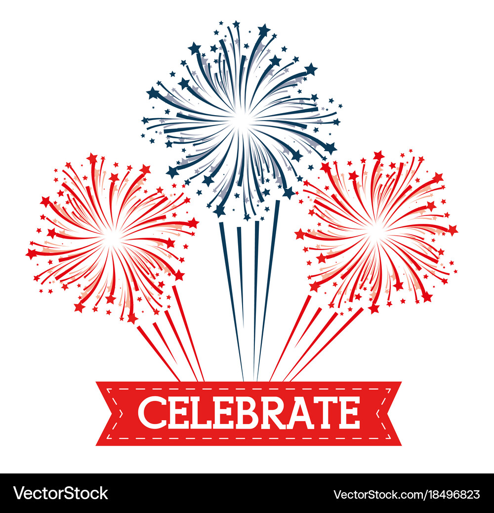 Brightly colorful fireworks and celebration Vector Image