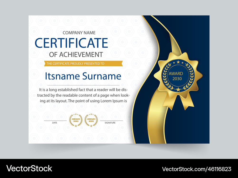 Business achievement credential design with dark Vector Image