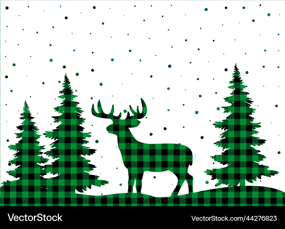 Christmas and new year pattern at buffalo plaid Vector Image
