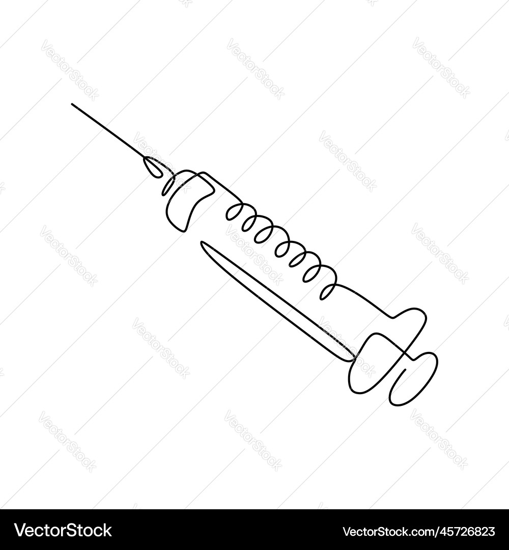 Continuous line drawing of injecting symbols thin Vector Image