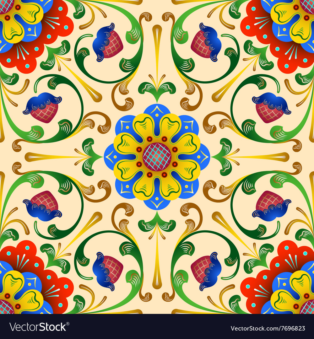 Folk seamless pattern Royalty Free Vector Image